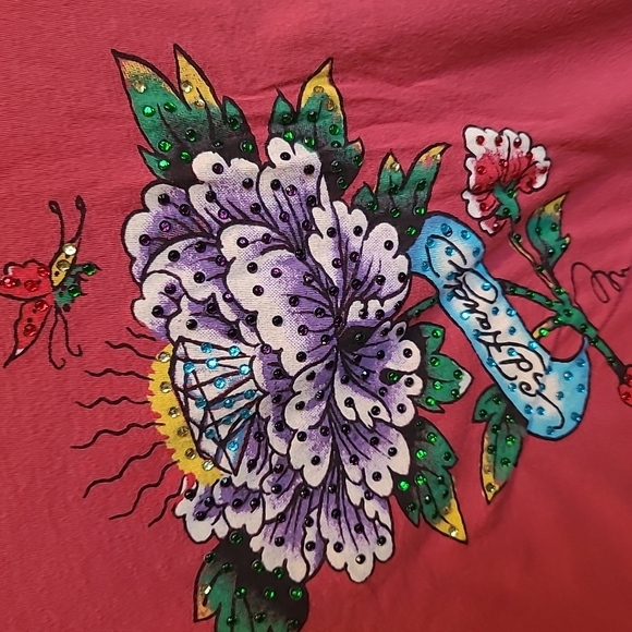 Ed Hardy | Tops | Y2k Ed Hardy Flower Butterfly Bejeweled Top Prestined ...